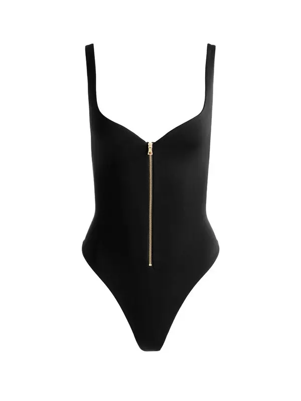 Alice + Olivia Eve Zip Front Bodysuit