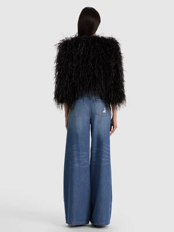 Alice + Olivia Kidman Feathered Jacket - Black
