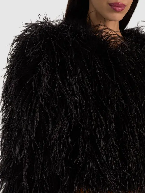 Alice + Olivia Kidman Feathered Jacket - Black