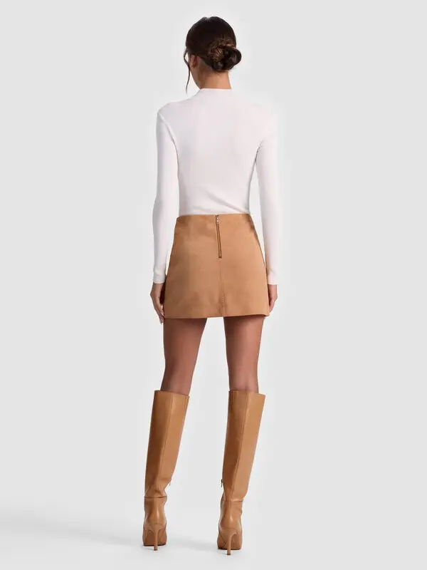 Alice + Olivia Riley Suede Mini Skirt - Praline