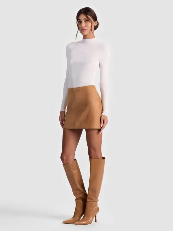 Alice + Olivia Riley Suede Mini Skirt - Praline