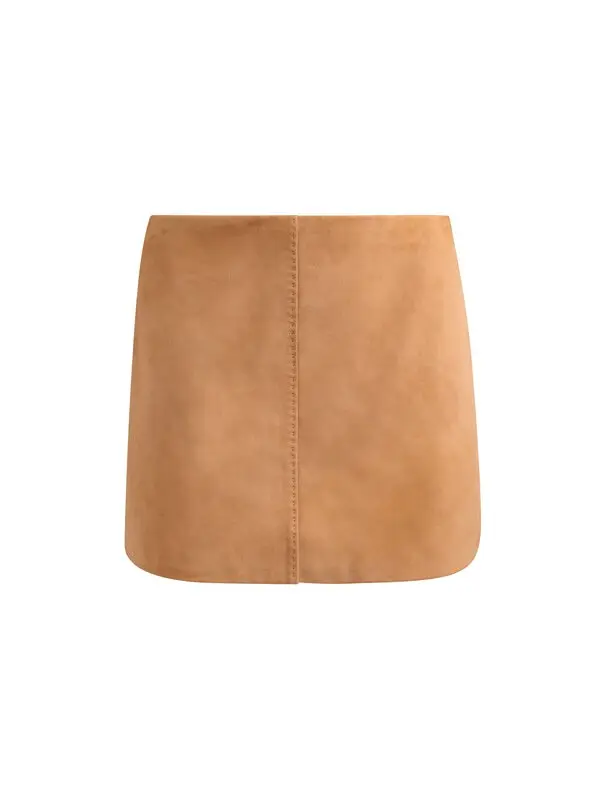Alice + Olivia Riley Suede Mini Skirt - Praline