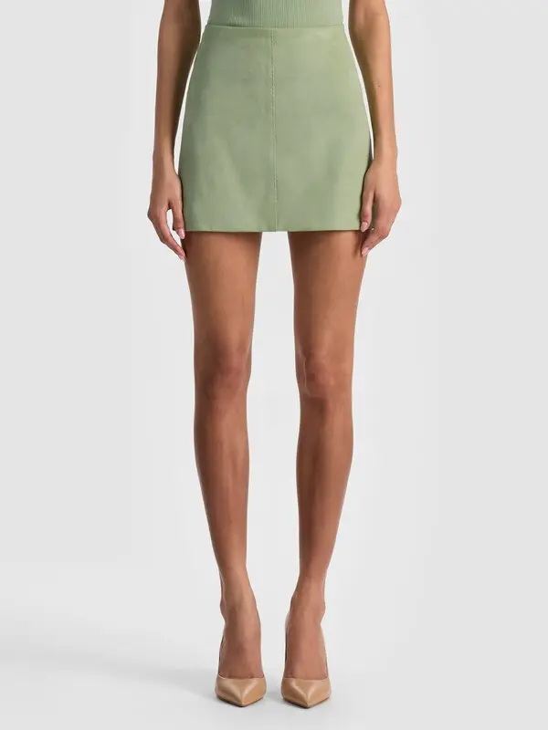 Alice + Olivia Riley Suede Mini Skirt - Sage