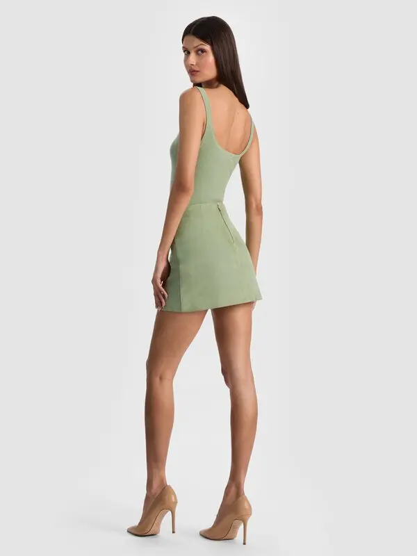 Alice + Olivia Riley Suede Mini Skirt - Sage
