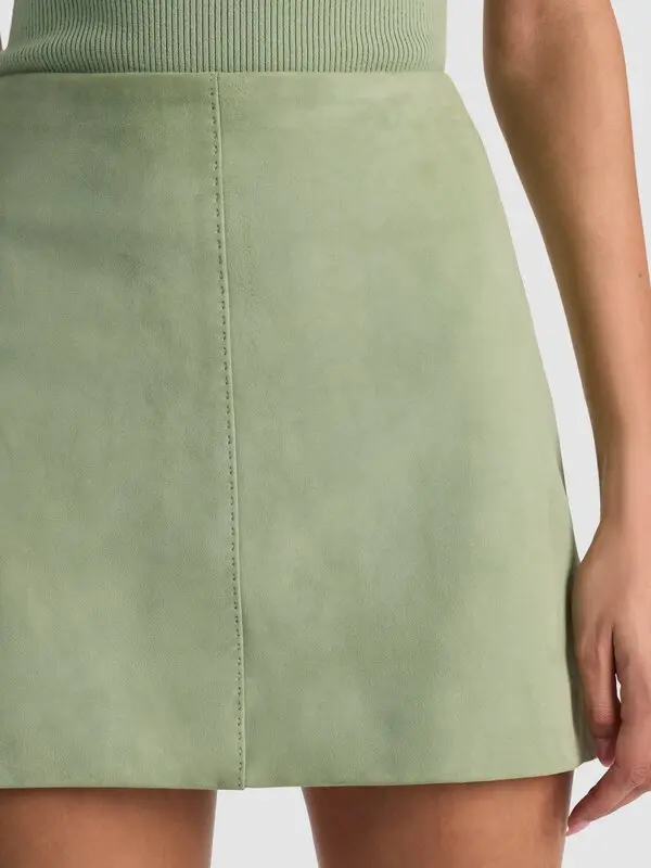 Alice + Olivia Riley Suede Mini Skirt - Sage