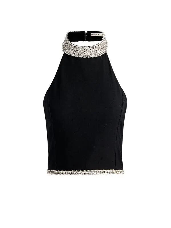 Alice + Olivia Gatz Embellished Halter Top