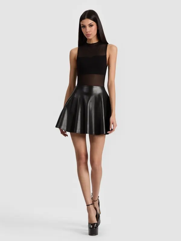 Alice + Olivia Chara Vegan Leather Mini Dress - Black