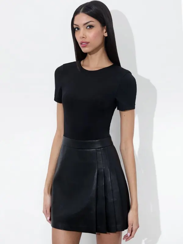 Alice + Olivia Chara Vegan Leather Mini Dress