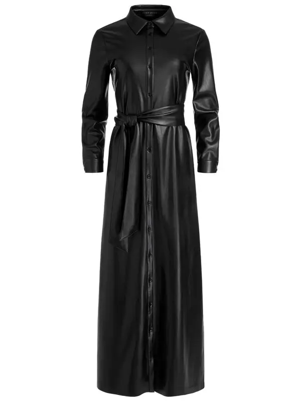 Alice + Olivia Chassidy Vegan Leather Maxi Shirt Dress