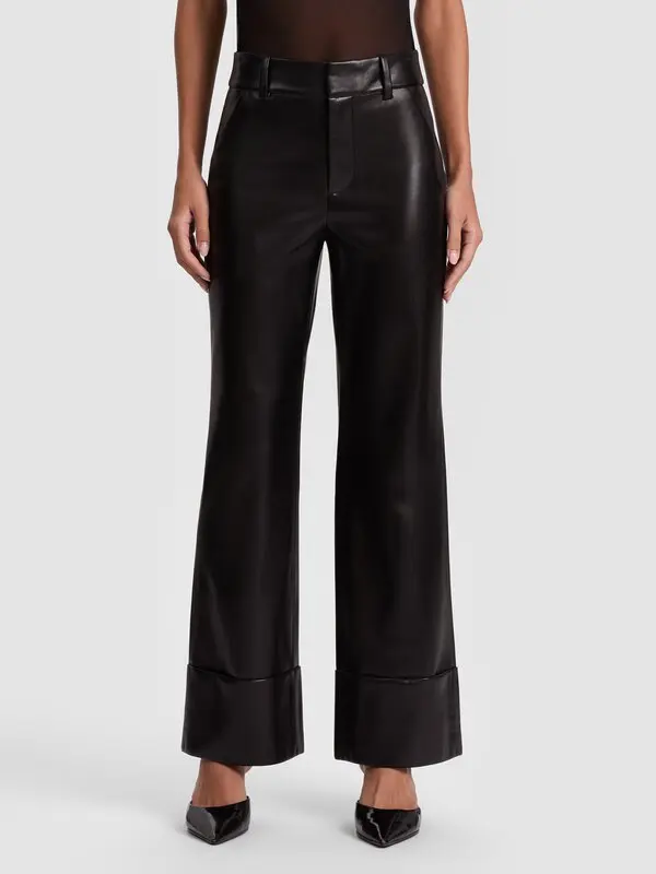 Alice + Olivia Alexander Vegan Leather Tailored Ankle Pants - Black