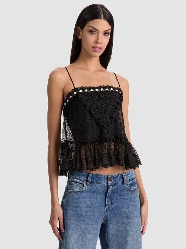 Alice + Olivia Alessia Lace Top