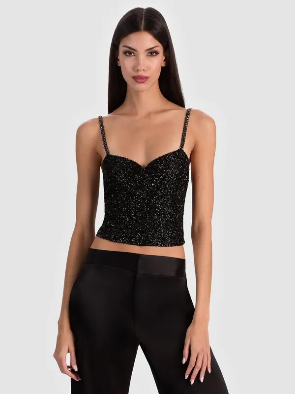 Alice + Olivia Nina Embellished Bustier Top