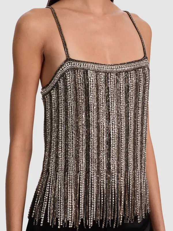 Alice + Olivia Embellished Fringe Tank