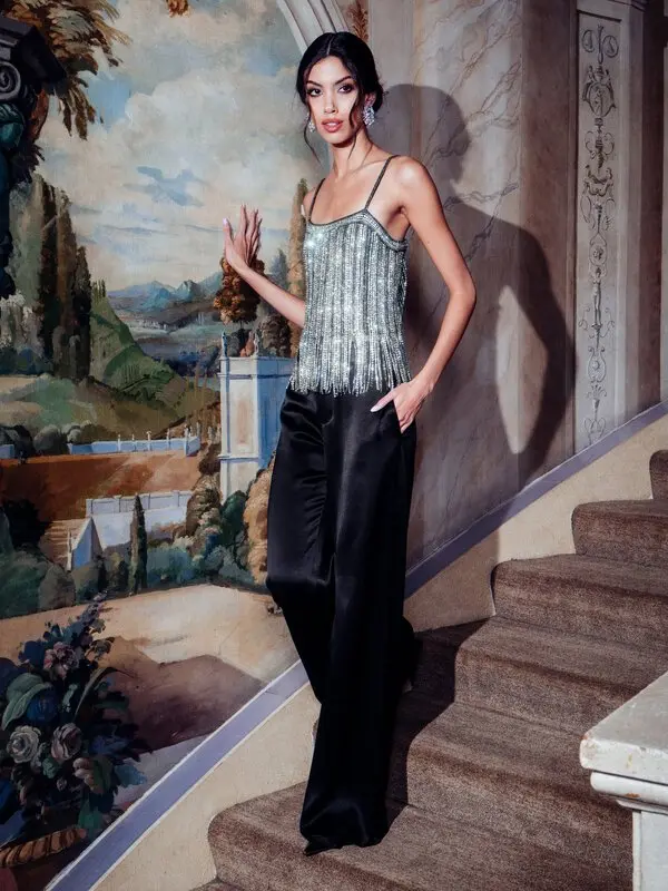 Alice + Olivia Embellished Fringe Tank