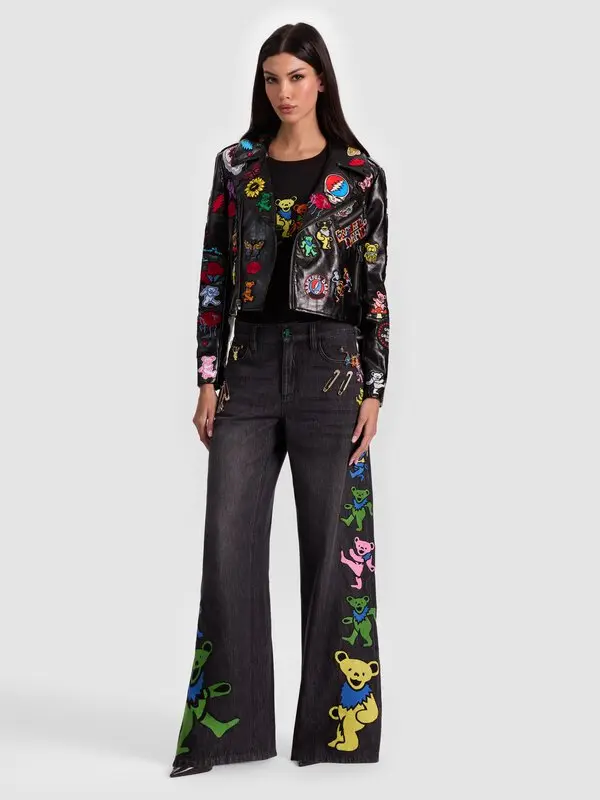 Alice + Olivia X Grateful Dead Cody Vegan Moto Jacket
