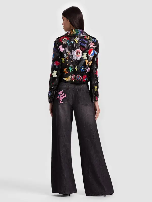 Alice + Olivia X Grateful Dead Cody Vegan Moto Jacket