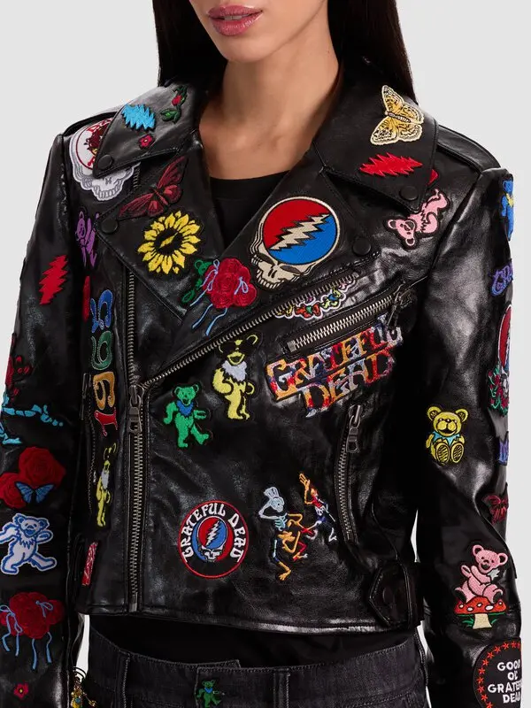 Alice + Olivia X Grateful Dead Cody Vegan Moto Jacket