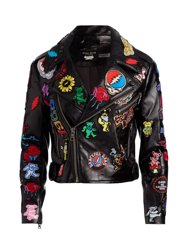 Alice + Olivia X Grateful Dead Cody Vegan Moto Jacket
