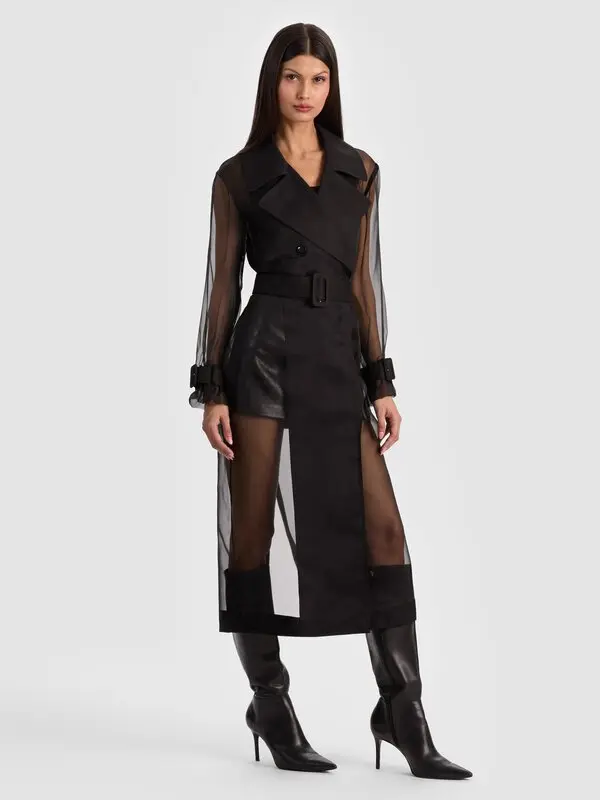 Alice + Olivia Sheer Maxi Trench Coat
