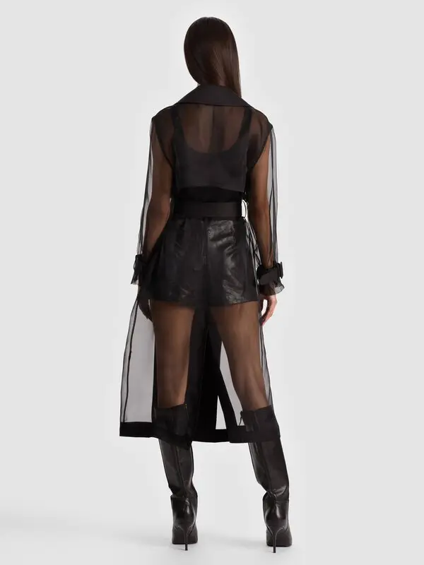Alice + Olivia Sheer Maxi Trench Coat