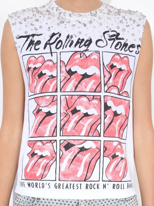Alice + Olivia Embellished Graphic Muscle Tank