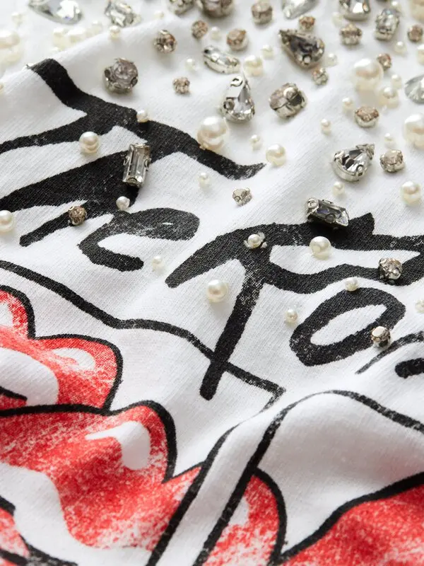 Alice + Olivia Embellished Rolling Stones Muscle Tank