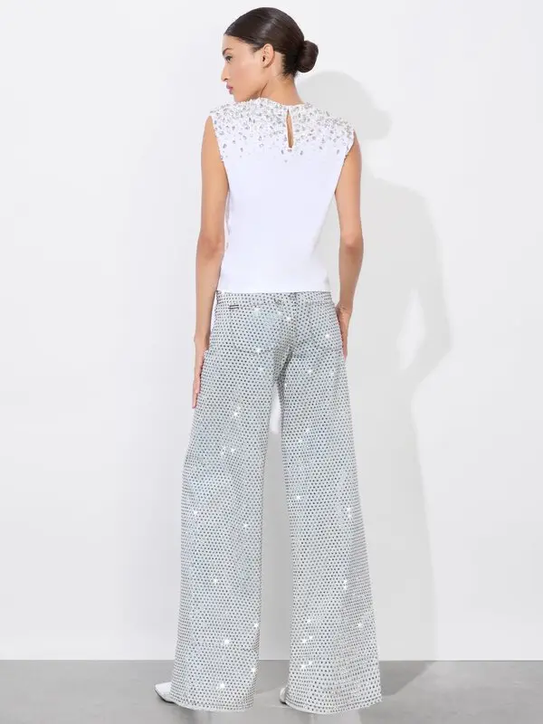 Alice + Olivia Embellished Rolling Stones Muscle Tank