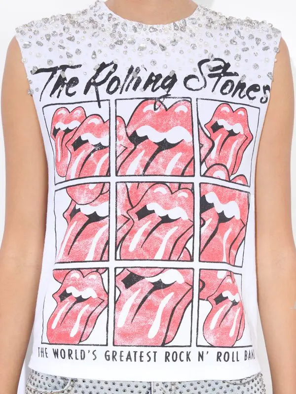 Alice + Olivia Embellished Rolling Stones Muscle Tank