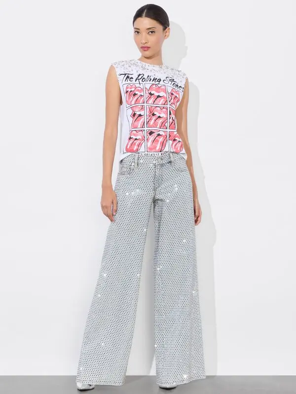 Alice + Olivia Embellished Graphic Muscle Tank
