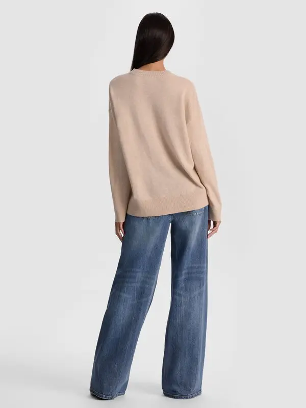 Alice + Olivia Laura Cashmere Crewneck Pullover - Oatmeal Heather