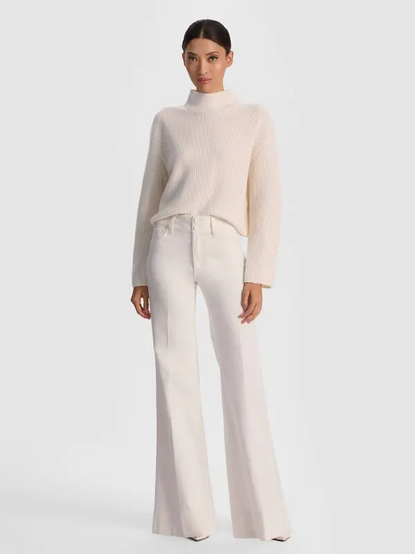 Alice + Olivia Nance Cashmere Ribbed Turtleneck Sweater - Ecru