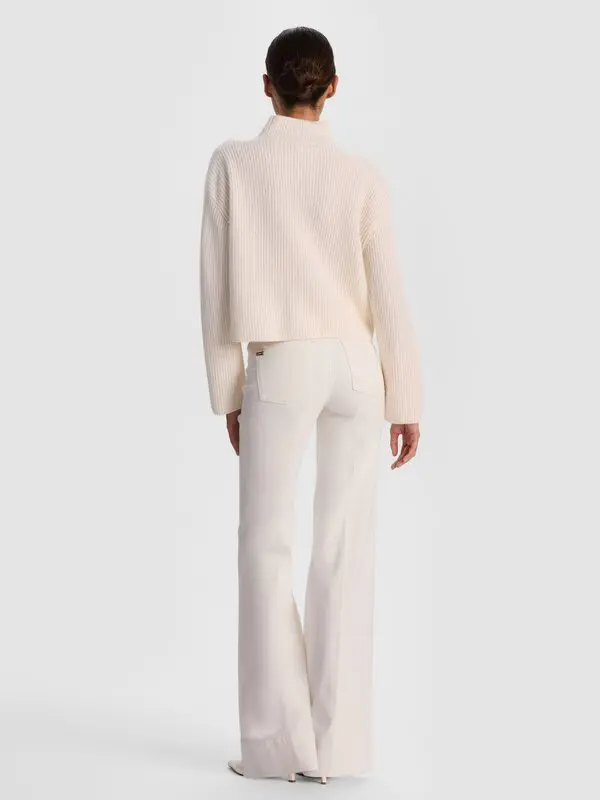 Alice + Olivia Nance Cashmere Ribbed Turtleneck Sweater - Ecru