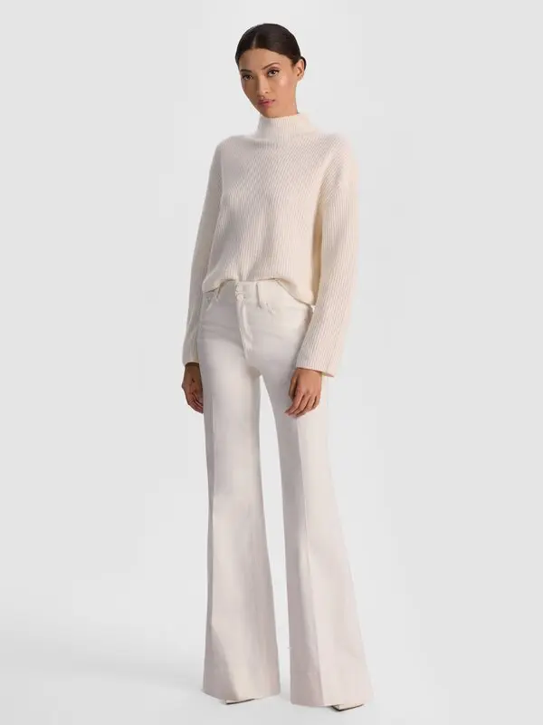Alice + Olivia Nance Cashmere Ribbed Turtleneck Sweater - Ecru