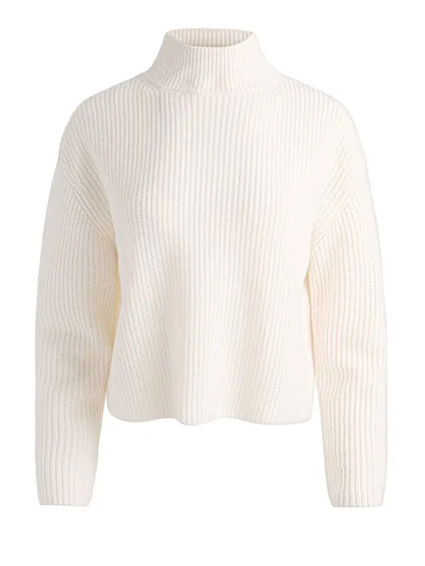 Alice + Olivia Nance Cashmere Ribbed Turtleneck Sweater - Ecru