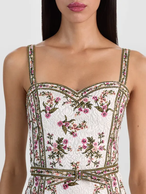 Alice + Olivia Katia Embroidered Mini Gown