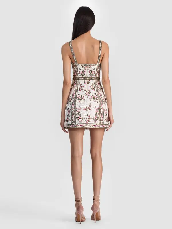 Alice + Olivia Katia Embroidered Mini Gown