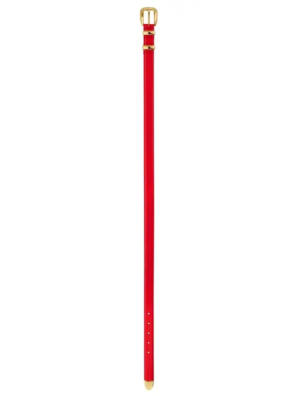 Alice + Olivia Hayden Buckle Belt - Bright Ruby/gold