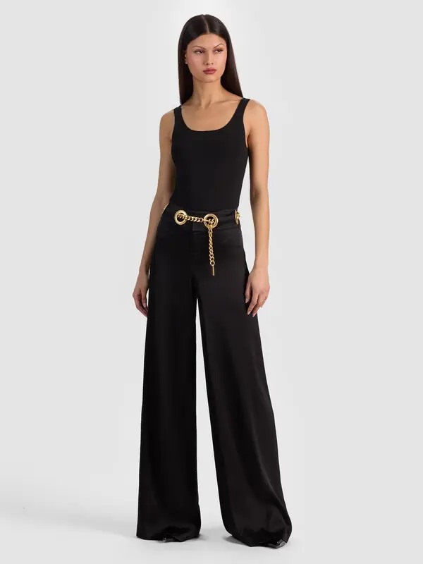Alice + Olivia Wide Leg Chain Belt Trousers