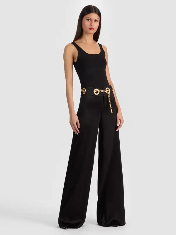 Alice + Olivia Wide Leg Chain Belt Trousers