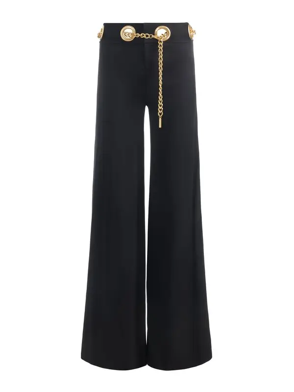 Alice + Olivia Wide Leg Chain Belt Trousers