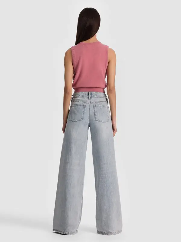 Alice + Olivia Loly Button Front Cashmere Vest - Deep Rose