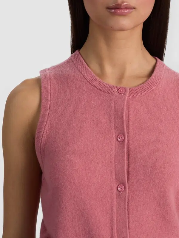 Alice + Olivia Loly Button Front Cashmere Vest - Deep Rose