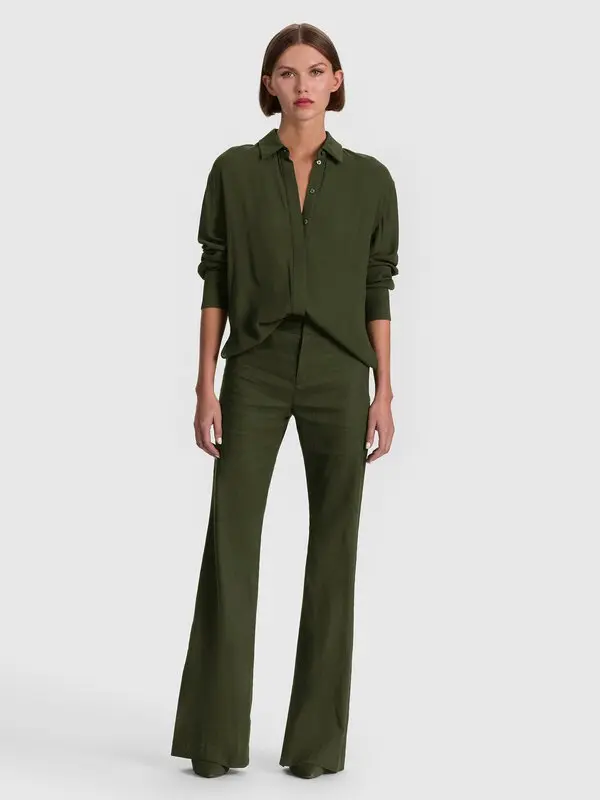 Alice + Olivia Dimitra Oversized Button-down Shirt With Classic Collar And High-low Hem