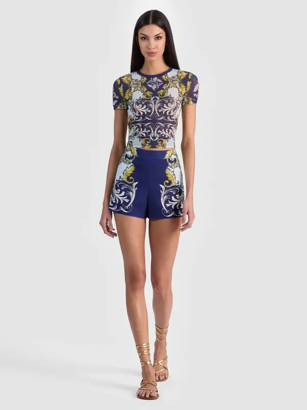 Alice + Olivia Hera High-rise Printed Shorts - Antique Scroll
