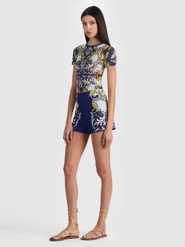 Alice + Olivia Hera High-rise Printed Shorts - Antique Scroll