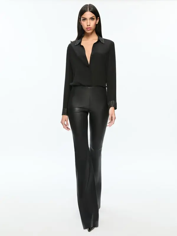 Alice + Olivia Leather Bootcut Pants