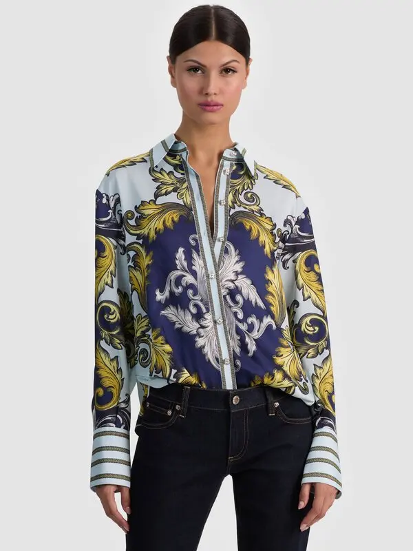 Alice + Olivia Lane Oversized Printed Button Down Shirt