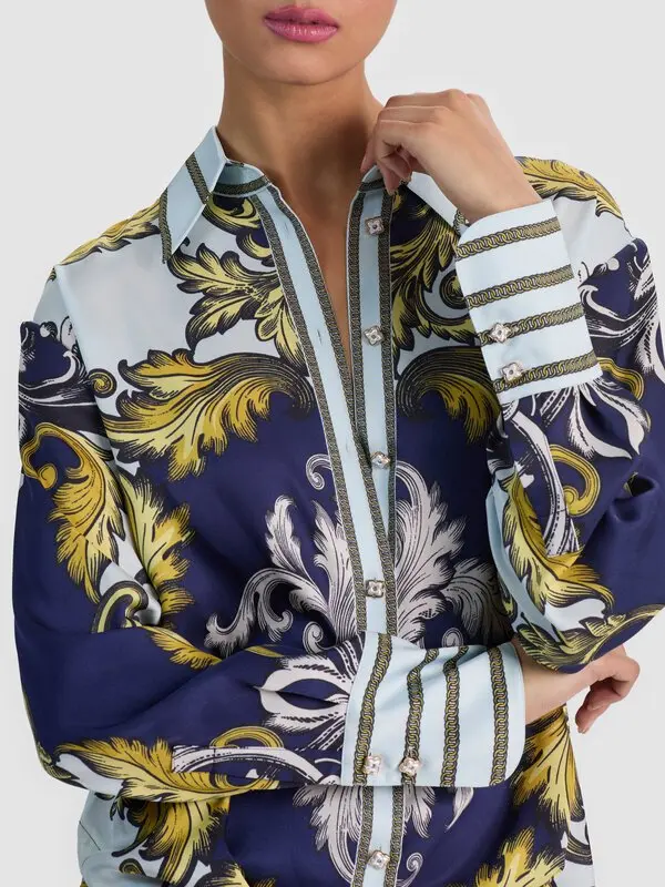 Alice + Olivia Lane Oversized Printed Button Down Shirt