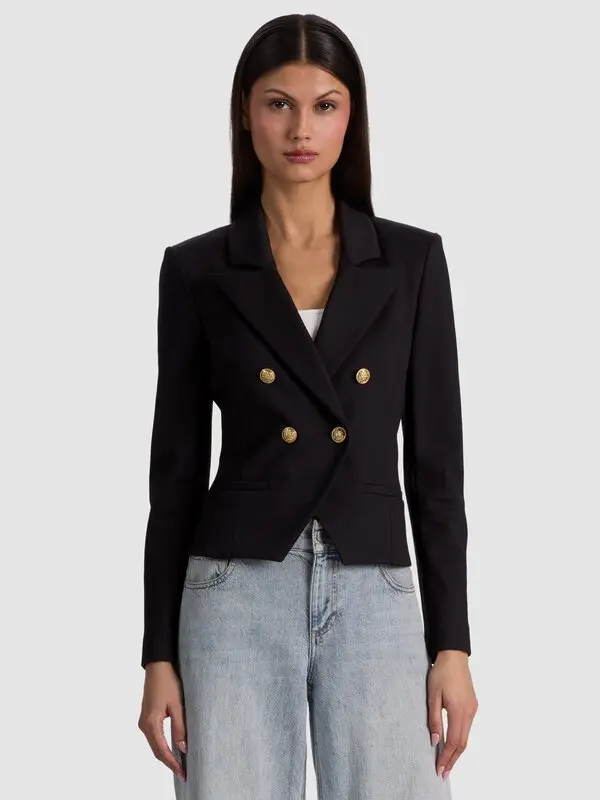 Alice + Olivia Sable Double Breasted Cropped Blazer - Black