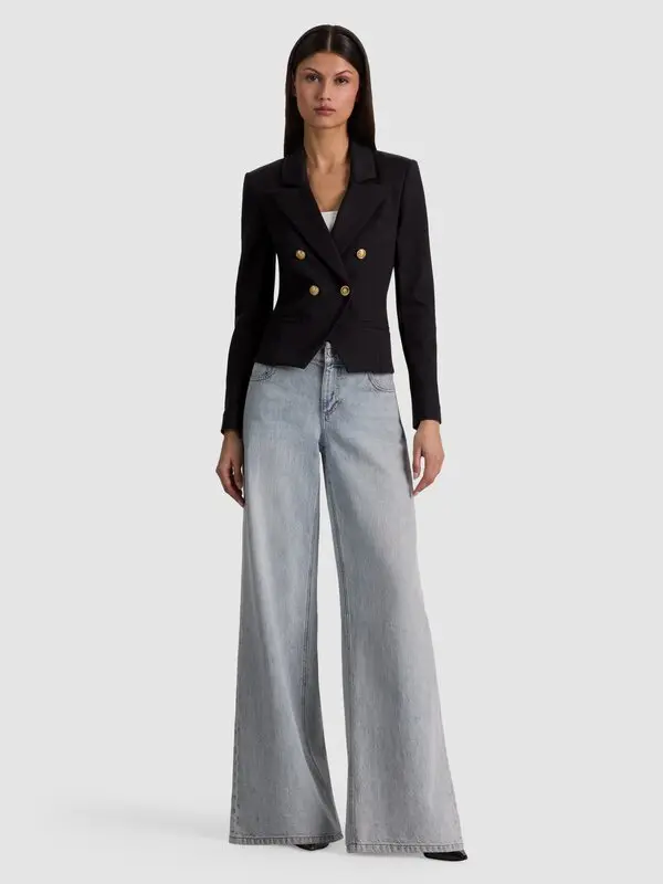 Alice + Olivia Sable Double Breasted Cropped Blazer - Black